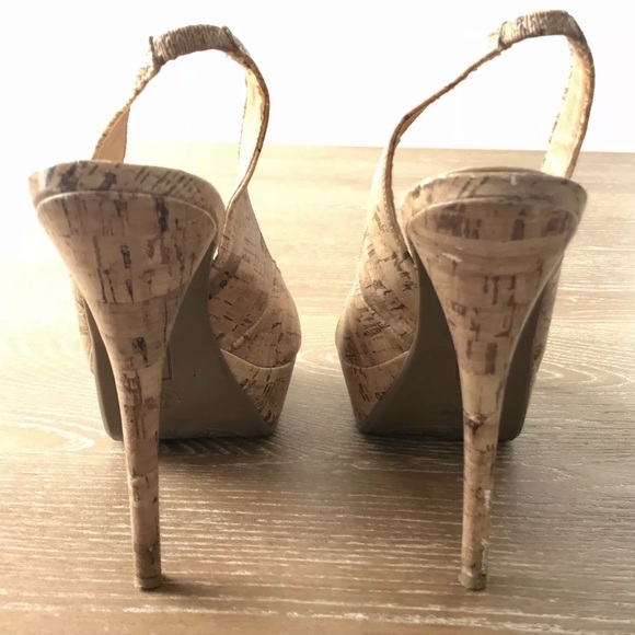 BAMBOO | Shoes | Bamboo Sling Back 5 Heels With Cork Design Size 7 ...